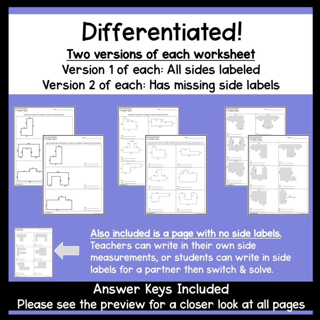 Area and Perimeter of Irregular Figures Worksheets | Made By Teachers