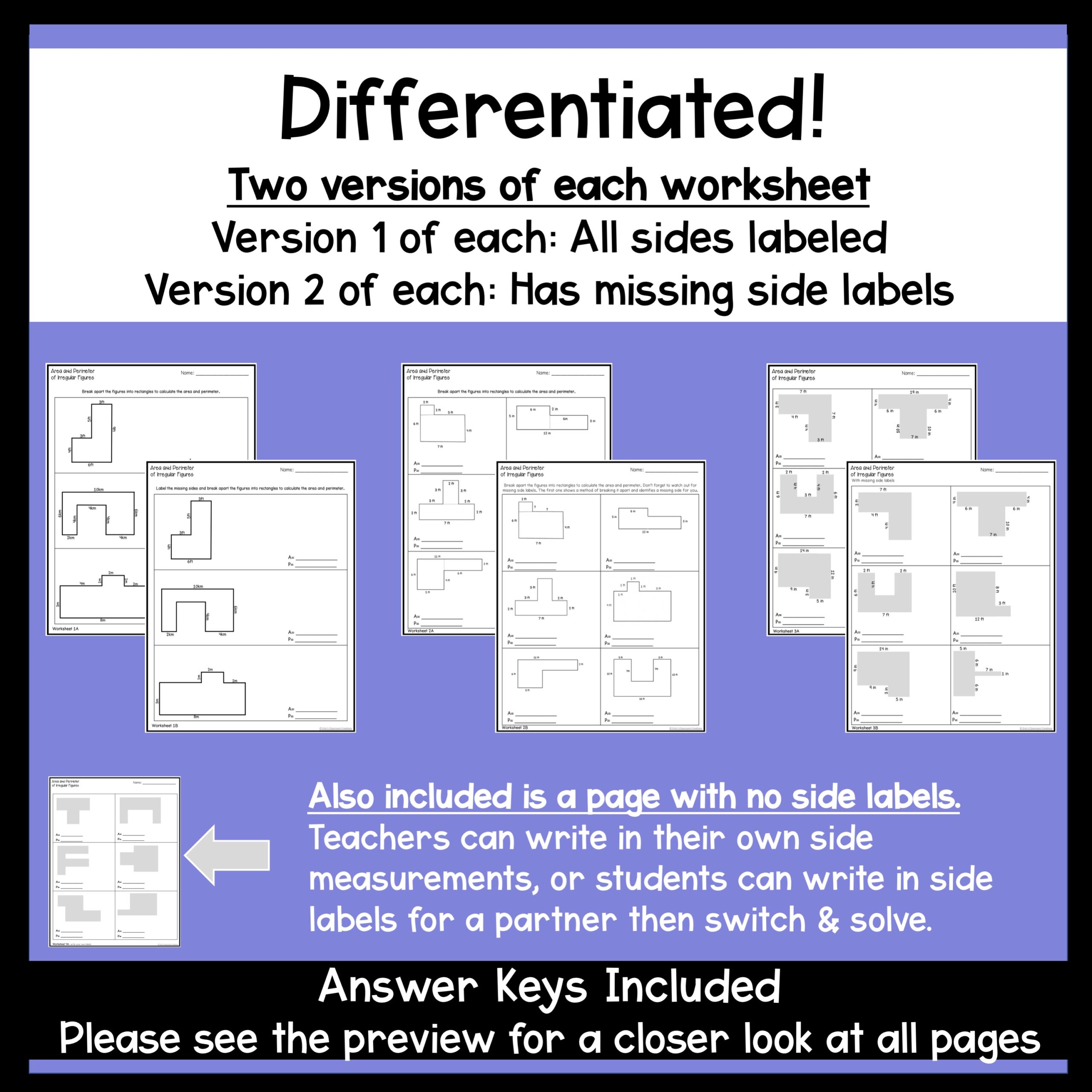 Area and Perimeter of Irregular Figures Worksheets | Made By Teachers