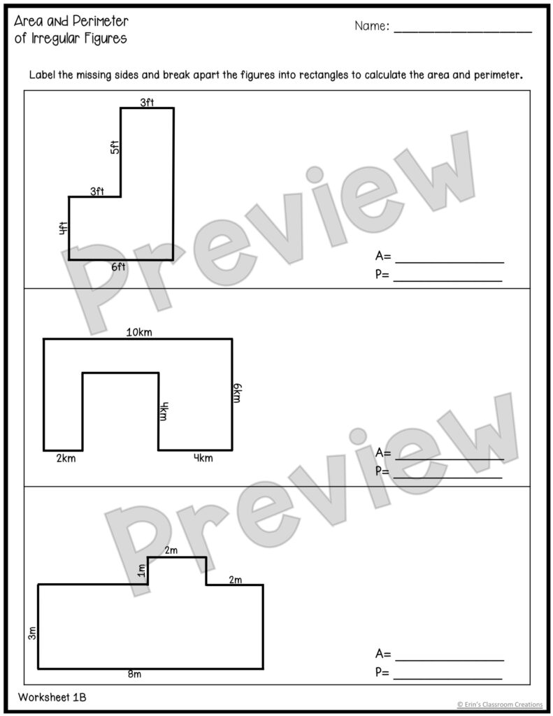 Area and Perimeter of Irregular Figures Worksheets | Made By Teachers