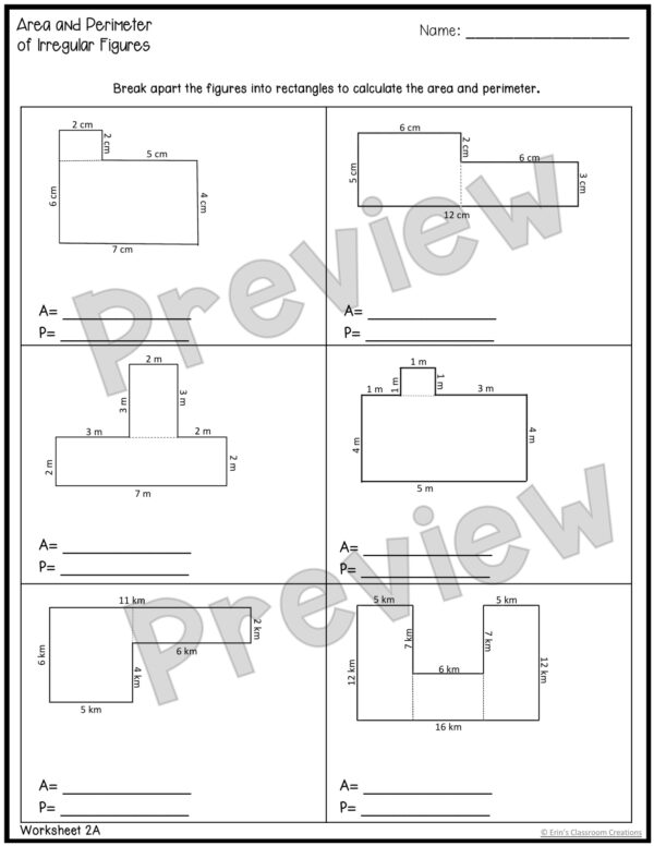 Area and Perimeter of Irregular Figures Worksheets | Made By Teachers