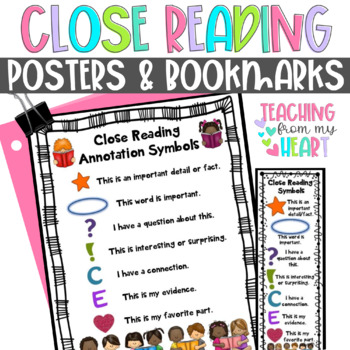 Close Reading Symbols Posters Bookmarks ANY Topic, Chistmas, New Year ...