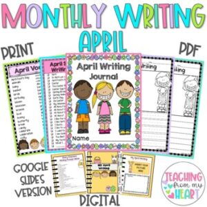 DIGITAL & Print April Monthly Writing, Journal Writing, Spring Writing ...