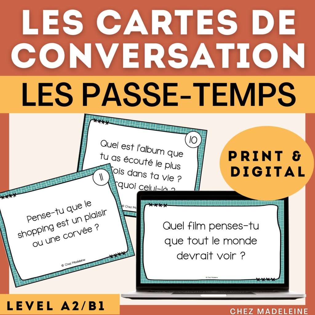 French Conversation Cards - Les Passe-temps A2/B1 | Made By Teachers