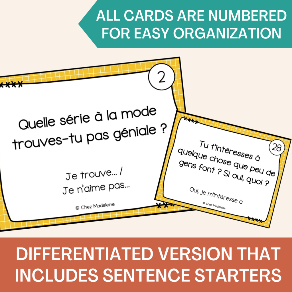 French Conversation Cards - Les Passe-temps A2/B1 | Made By Teachers