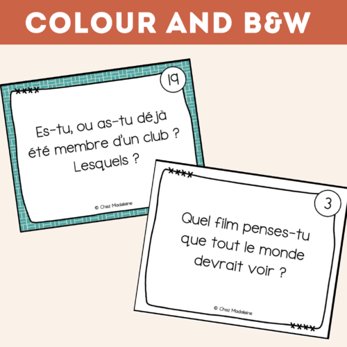 French Conversation Cards - Les Passe-temps A2/B1 | Made By Teachers