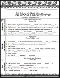 Fall Paragraph Writing Sentence Starters and Craft Activity | Made By ...