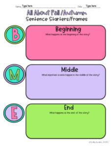Fall Paragraph Writing Sentence Starters and Craft Activity | Made By ...