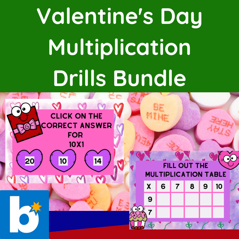 Valentine's Day Multiplication Drills Times Table Practice for 1s -12s ...