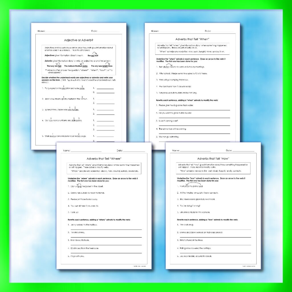 Grammar BUNDLE - Grade 3 - 106 worksheets - Nouns Verbs Adjectives ...