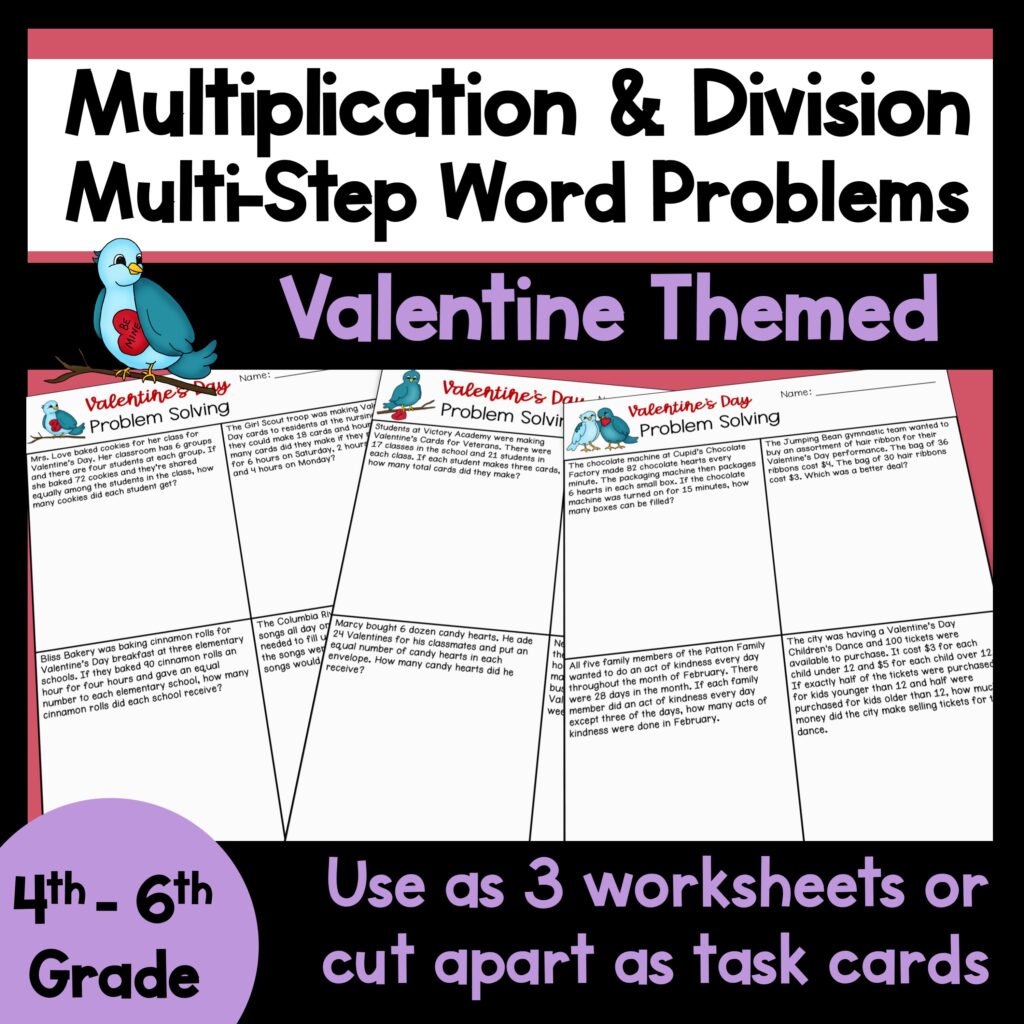 Valentines Day Multi-step Multiplication and Division Word Problems ...