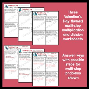 Valentines Day Multi-step Multiplication and Division Word Problems ...