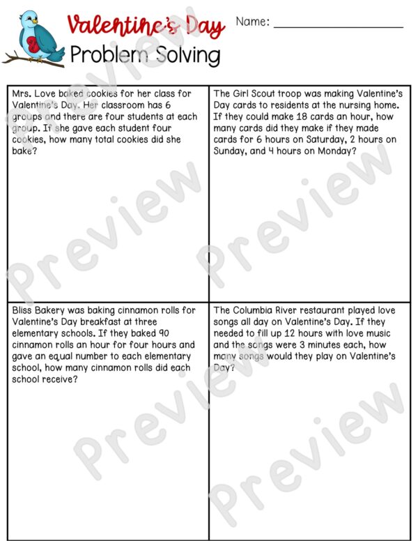 Valentines Day Multi-step Multiplication and Division Word Problems ...