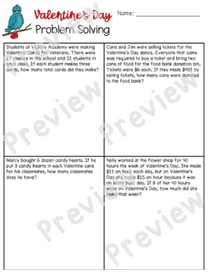 Valentines Day Multi-step Multiplication and Division Word Problems ...
