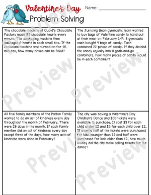Valentines Day Multi-step Multiplication and Division Word Problems ...