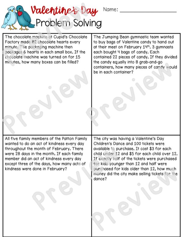 Valentines Day Multi-step Multiplication and Division Word Problems ...