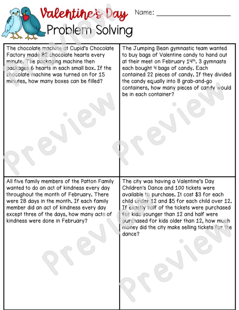 Valentines Day Multi-step Multiplication and Division Word Problems ...