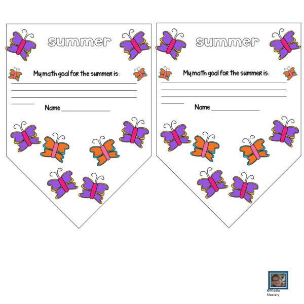 Math Goal Pennant-Summer Theme | Made By Teachers
