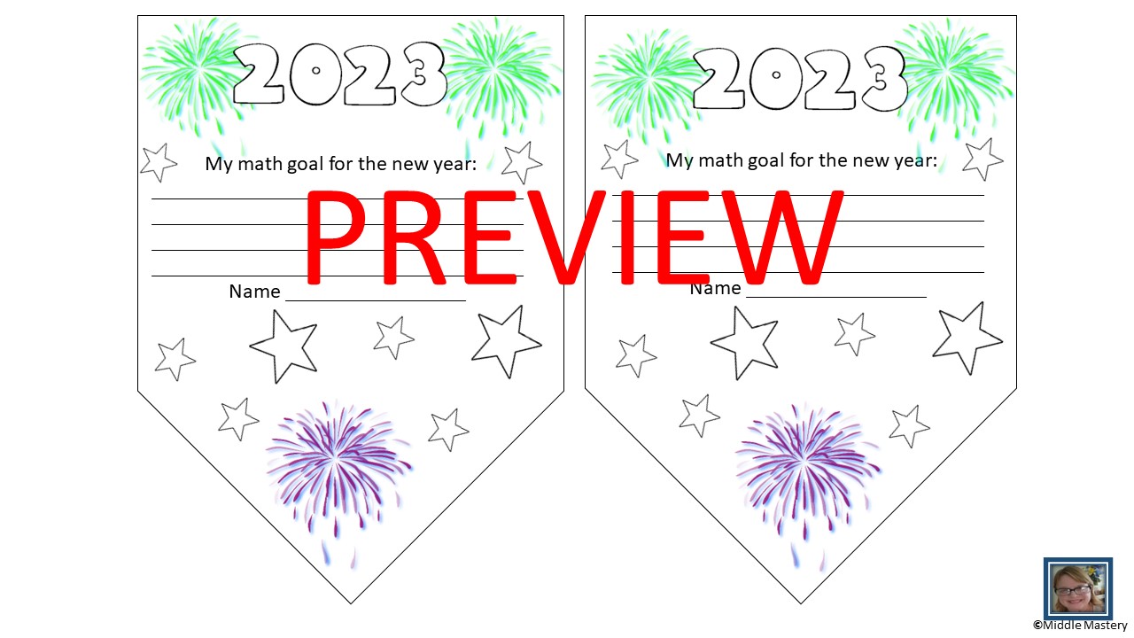 New Years 2023 Math Goal Pennant | Made By Teachers