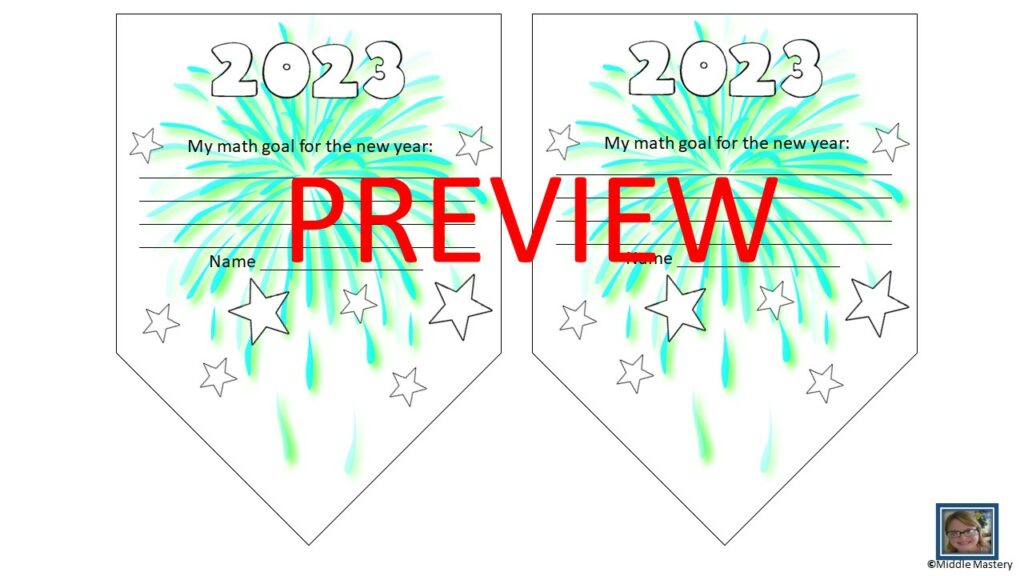 New Years 2023 Math Goal Pennant | Made By Teachers