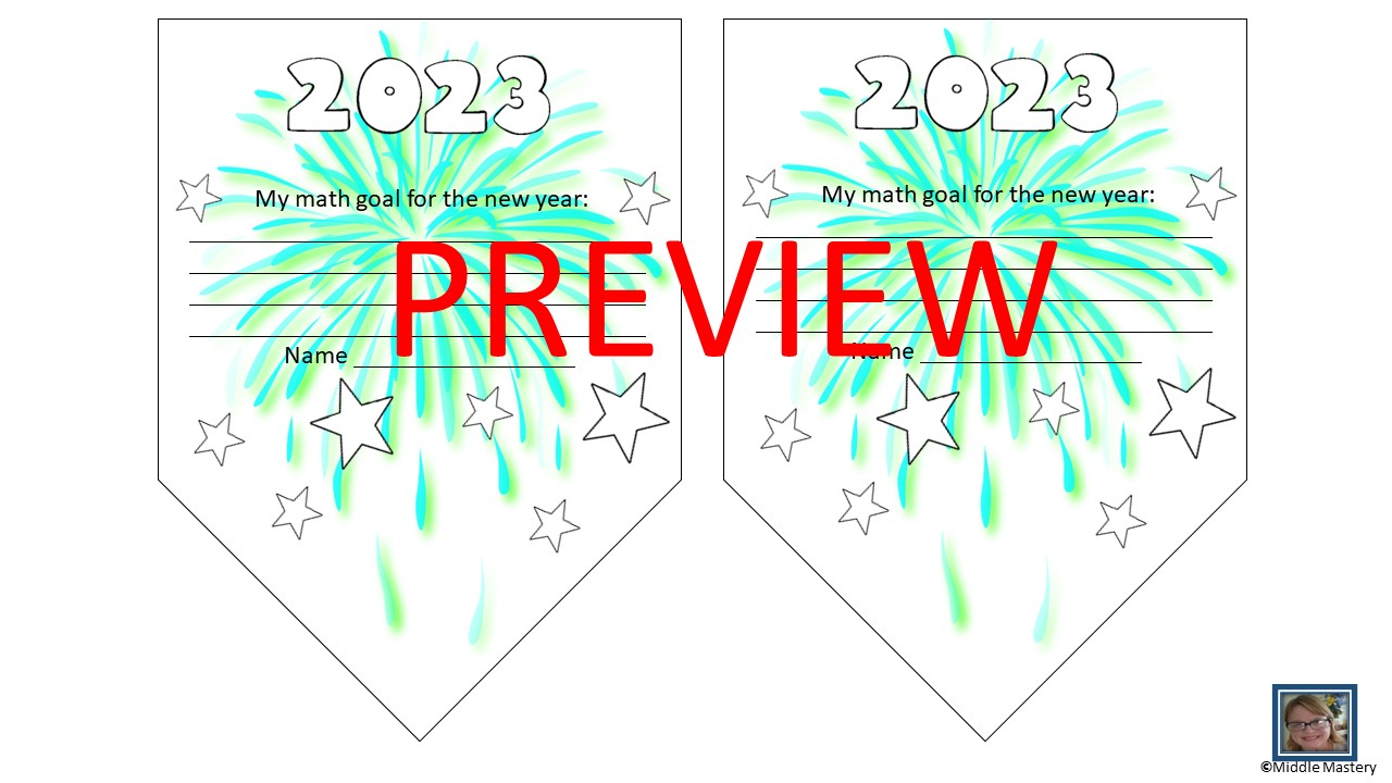 New Years 2023 Math Goal Pennant | Made By Teachers