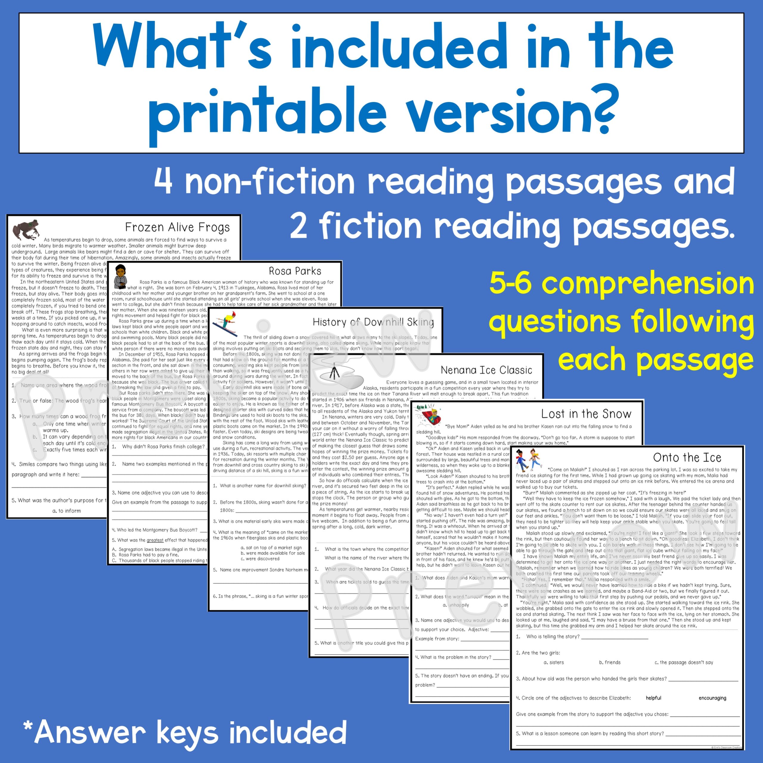 Winter Reading Comprehension Passages and Questions | Made By Teachers