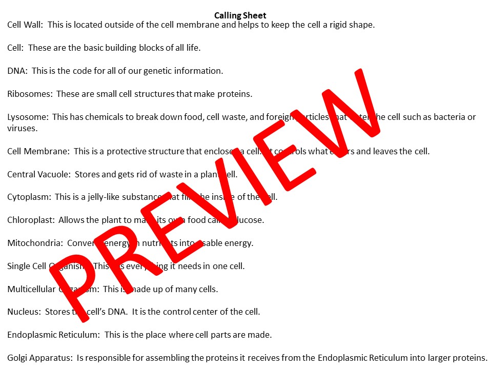 Plant and Animal Cell Bingo | Made By Teachers
