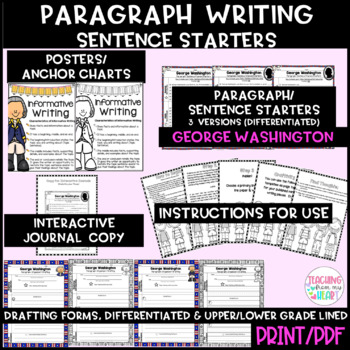 George Washington Informational Paragraph Writing Sentence Starters ...