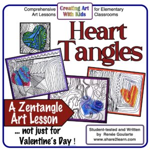 Art Lesson Valentine's Day Zentangle Drawing Heart Tangles | Made By ...