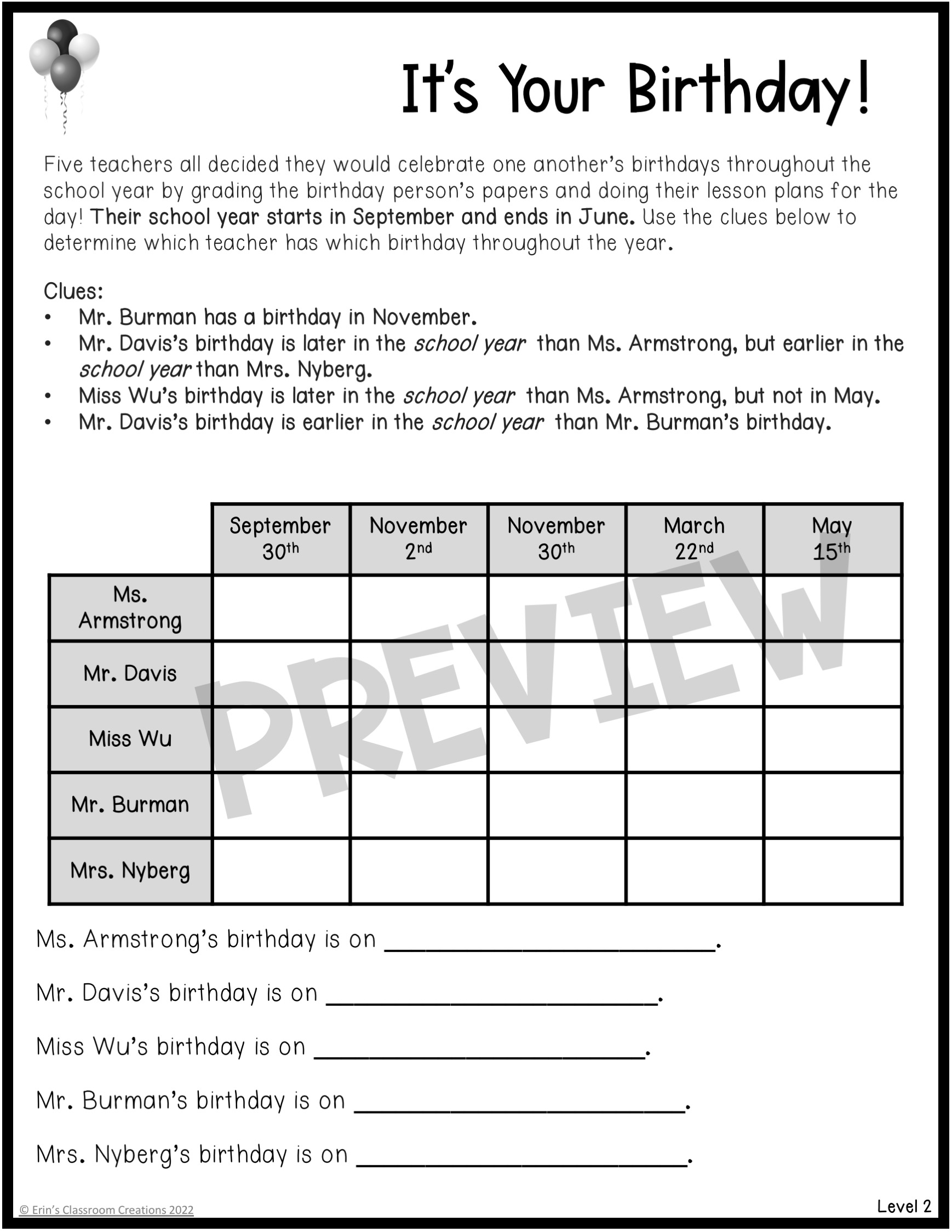 Level 2 Logic Puzzles | Made By Teachers