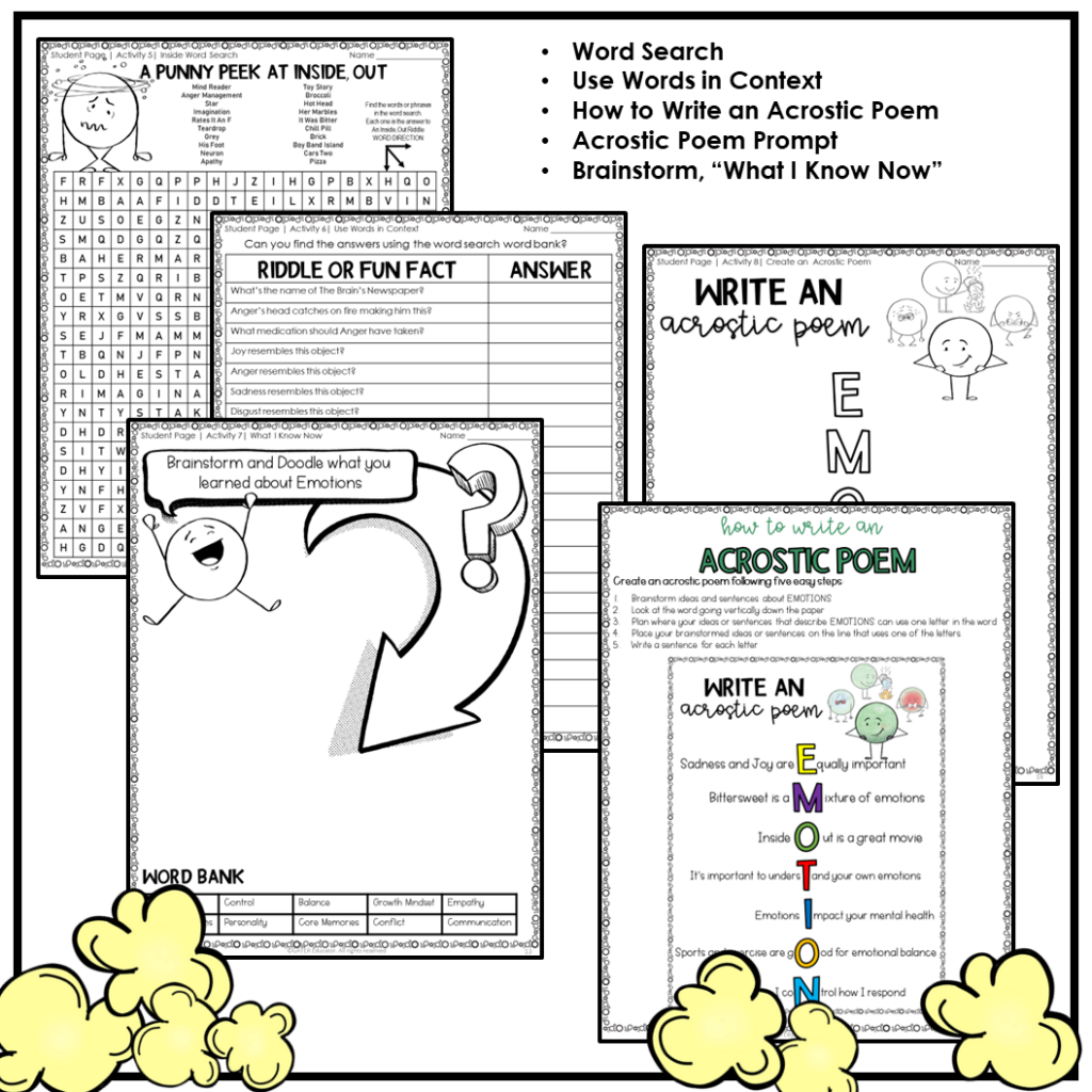 Inside Out Movie Guide and PBL Personality Islands Activity | Made By ...
