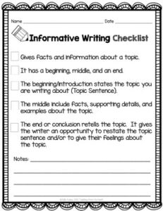 Informative Writing Checklist, Expository Writing, ANY Topic | Made By ...