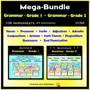 MEGA-BUNDLE - Grades 1 and 2 Grammar Bundles - 106 worksheets / 25 ...