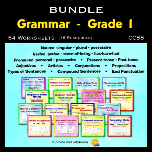 MEGA-BUNDLE - Grades 1 and 2 Grammar Bundles - 106 worksheets / 25 ...