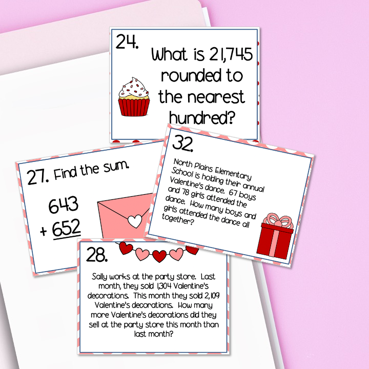 Valentine's Math Task Cards | Centers | Printables | Made By Teachers