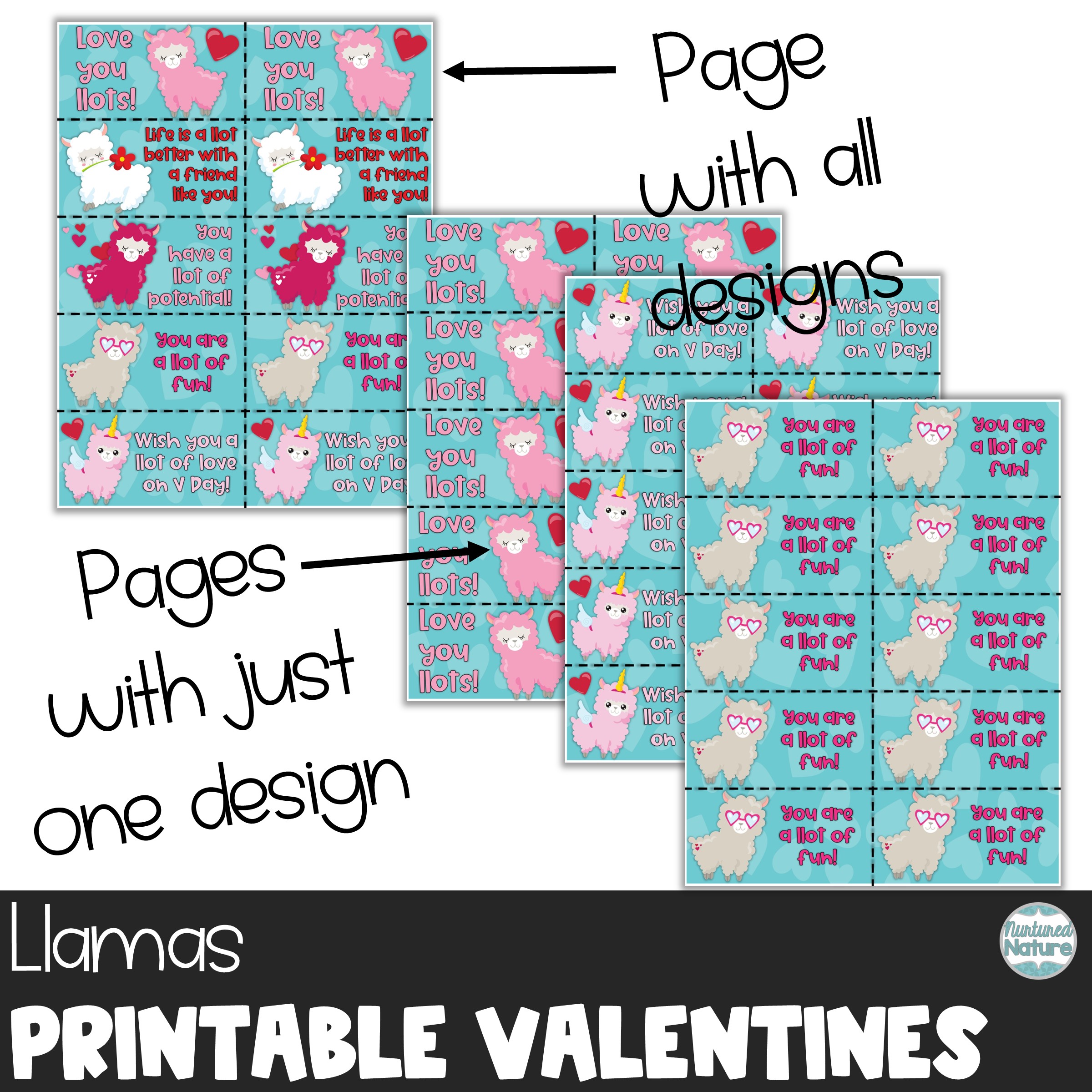 Llama Printable Valentine’s Day Cards for Students Class Exchange ...