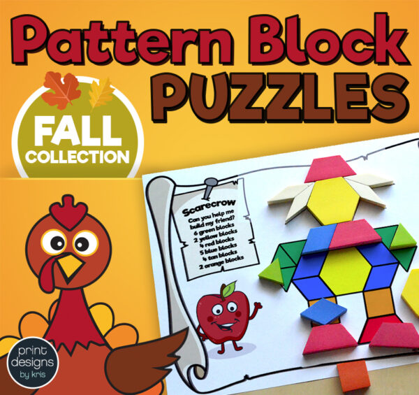 Pattern Block Puzzles • Math Shape Puzzles • Autumn Thanksgiving Theme ...