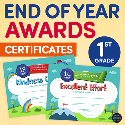 End of the Year FIRST GRADE Student Superlative Awards Certificates ...