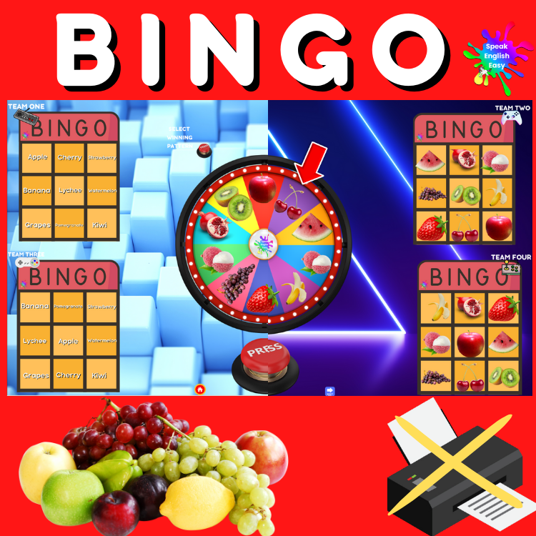 fruit Bingo Game- Grade 1,2,3, Fun activity, Distance Learning, Back to ...