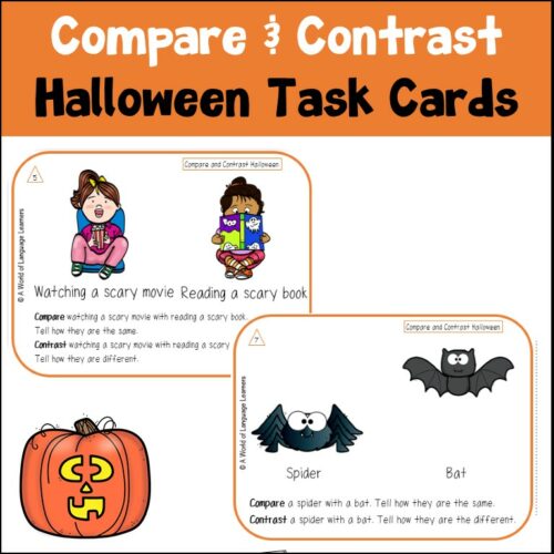 Halloween Compare and Contrast Picture Task Cards Print and Digital ...