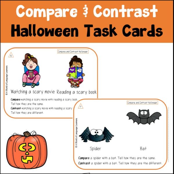 Halloween Compare and Contrast Picture Task Cards Print and Digital ...
