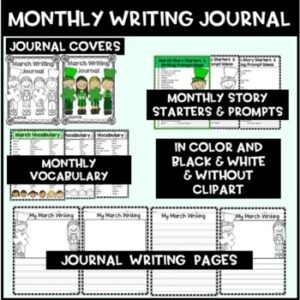March Monthly Writing, Journal Prompts Google Slides, St. Patrick's Day ...