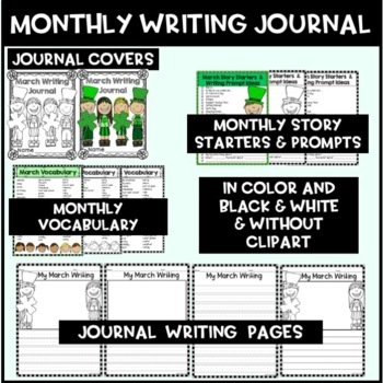 March Monthly Writing, Journal Prompts Google Slides, St. Patrick's Day ...