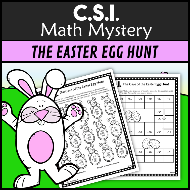 Easter Math Mystery with Addition and Subtraction Easter Egg Hunt CSI ...
