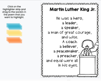 Martin Luther King Jr. Poem, Black History Month, Google Classroom, PDF ...