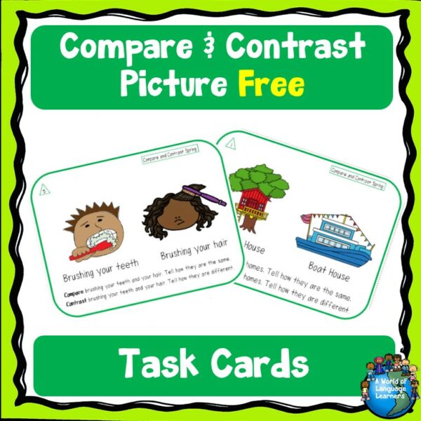 Free Compare and Contrast Picture Task Cards - Made By Teachers