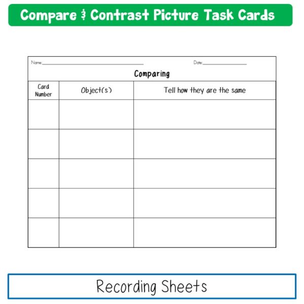 Compare and Contrast Picture Task Bundle Print and Digital | Made By ...