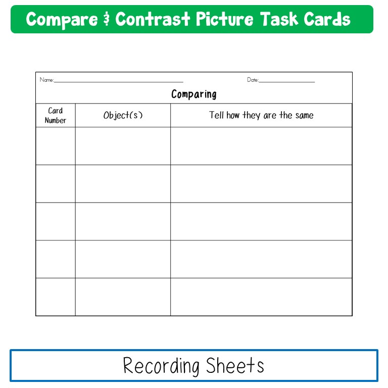 Compare and Contrast Picture Task Bundle Print and Digital | Made By ...