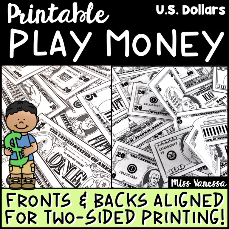 Printable Play Money - US Dollar Bills - Made By Teachers