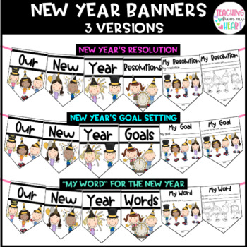 New Year 2023 Resolutions Goal Setting Banners Activity, One Word ...