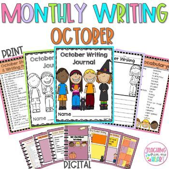 October Monthly Writing Journal Story Starters Halloween, Pumpkins ...